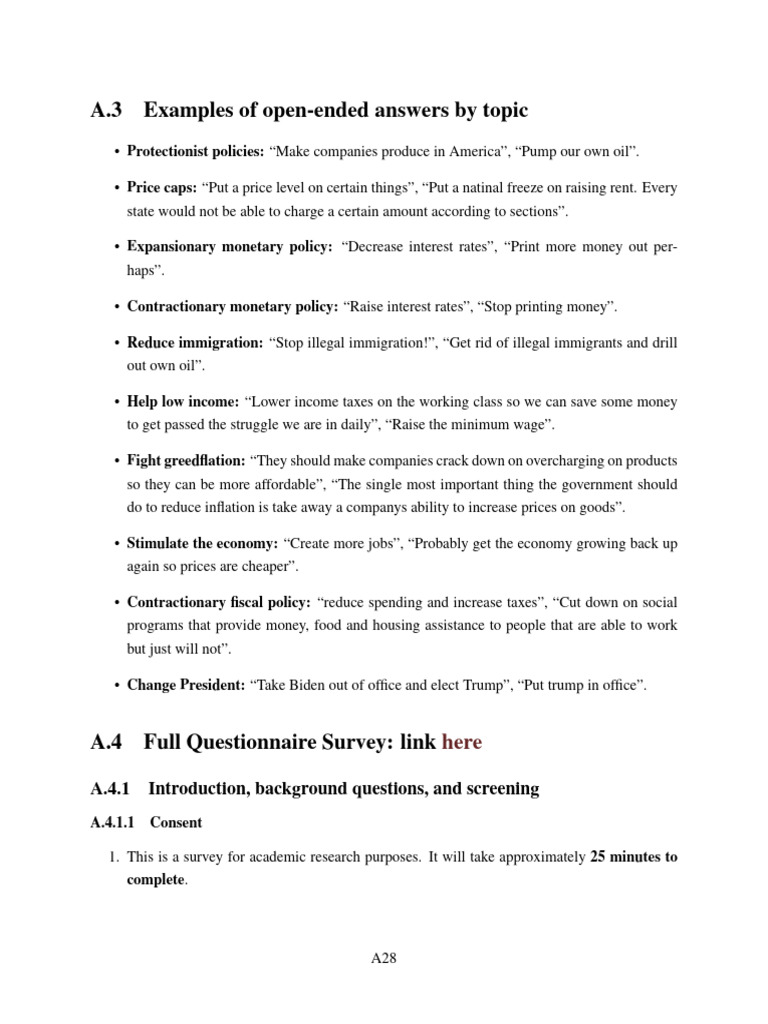 Understanding Inflation BNS Questionnaire | PDF | Cost Of Living ...