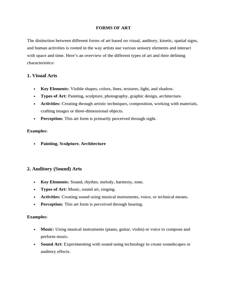 Forms of Art | PDF | The Arts | Perception
