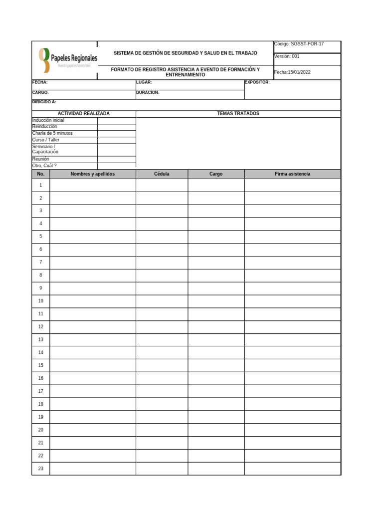 Registro de Asistencia Actividades | PDF