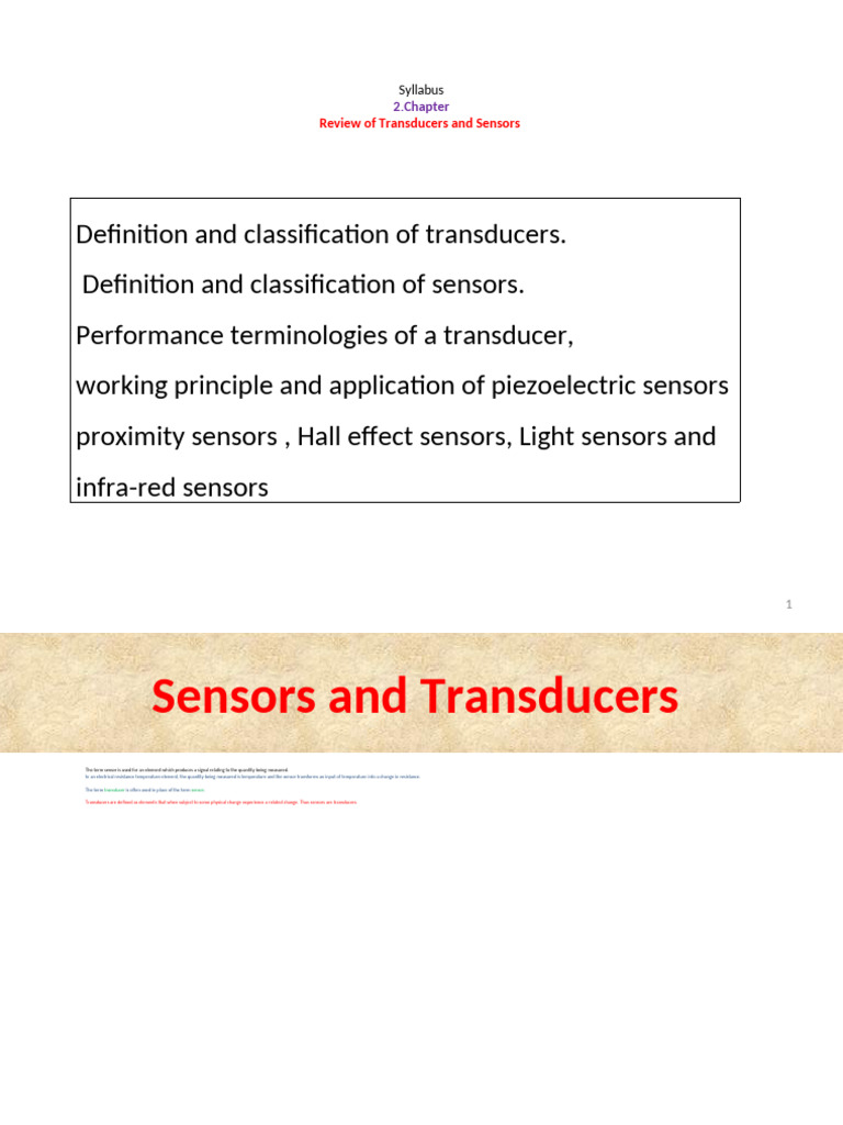 Overview of Sensors and Transducers | PDF | Inductance | Capacitance