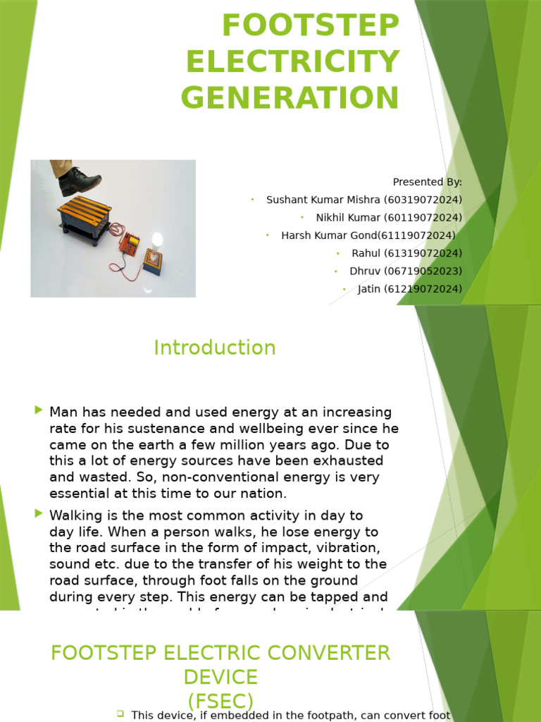 Footstep Electricity Generation | PDF | Sustainable Energy | Energy ...