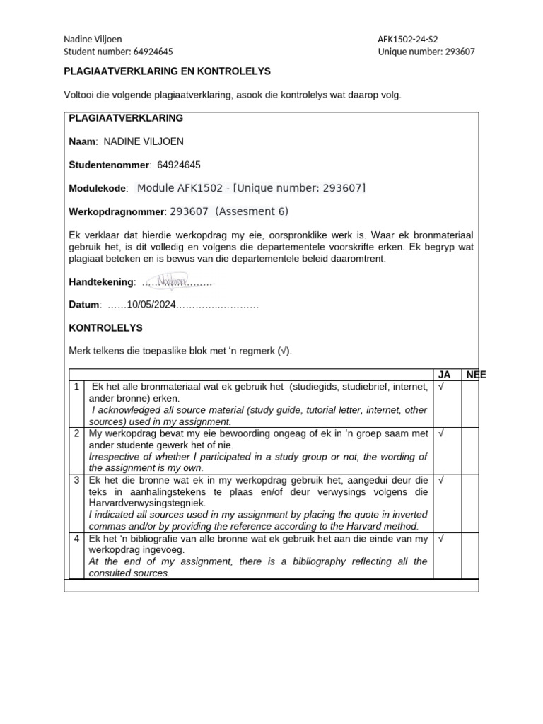 Ass 6, 293607, AFK1502 | PDF