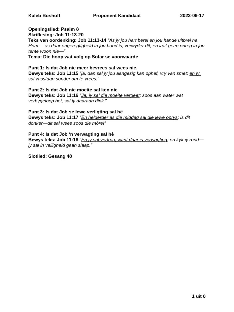 Die Hoop Wat Volg Op Sofar Se Voorwaarde | PDF