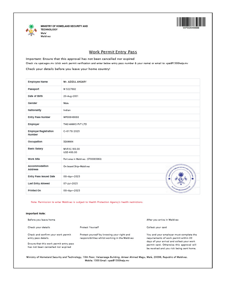 Maldives Work Permit Guidelines 2025 | PDF | Cultural Globalization ...