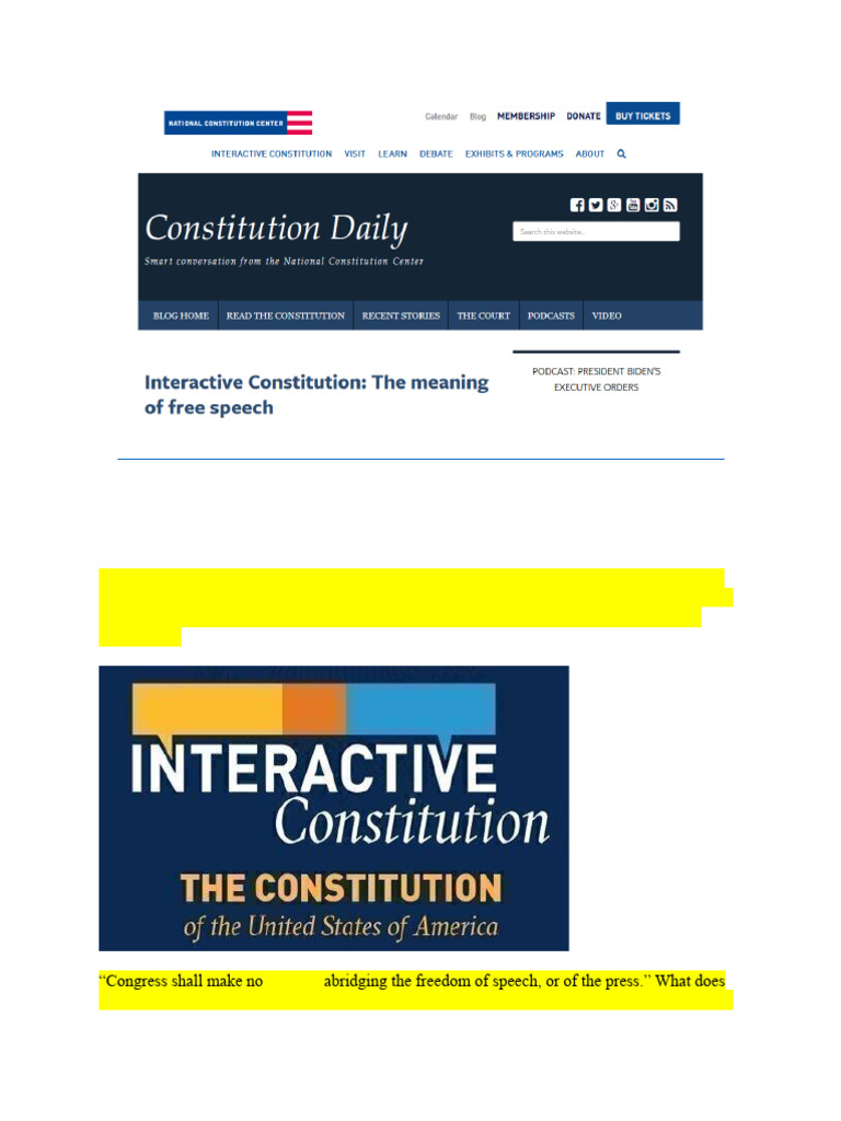 Interactive Constitution - The Meaning of Free Speech | PDF | First ...