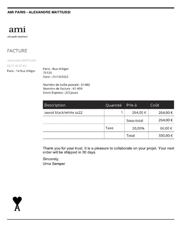 Facture Ami Paris | PDF