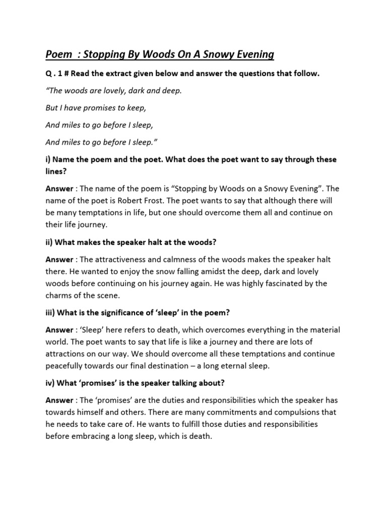 Stopping by Woods On A Snowy Evening | PDF