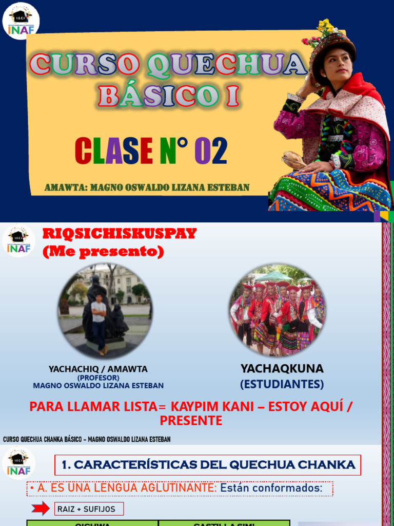 Clase 2-Modulo I - Quechua Chanka Basico - Grupo 30 | PDF | Idiomas | Estudios de idiomas ...