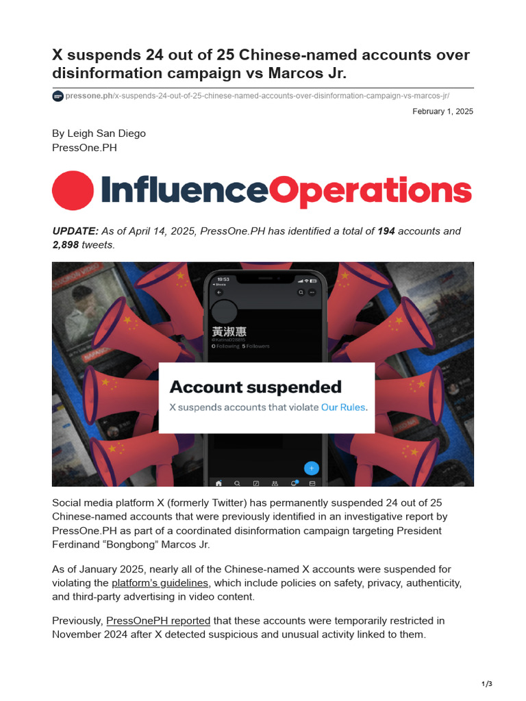 Pressone - PH-X Suspends 24 Out of 25 Chinese-Named Accounts Over ...