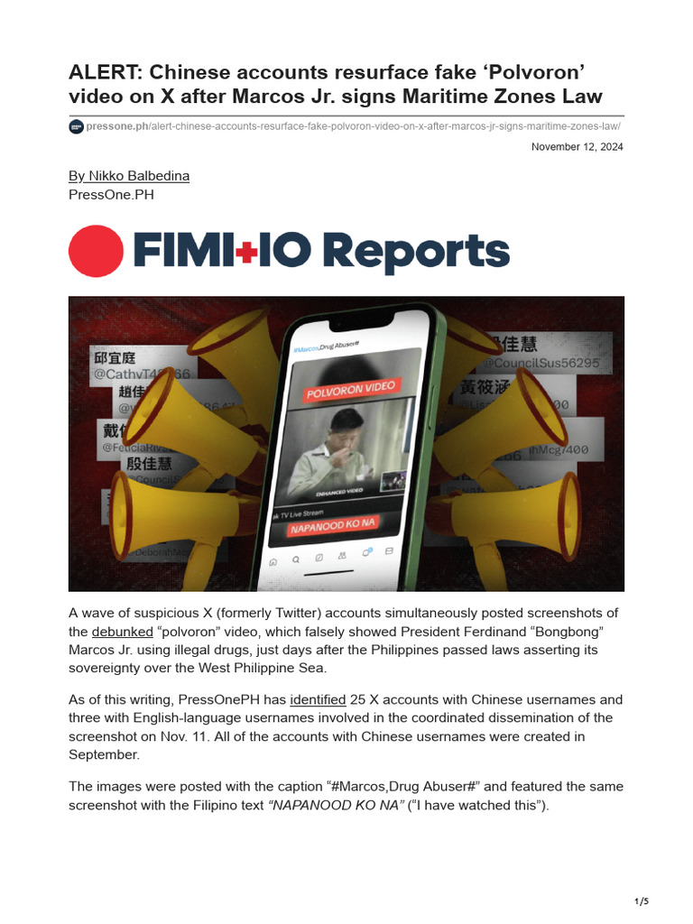 Pressone - ph-ALERT Chinese Accounts Resurface Fake Polvoron Video On X After Marcos JR Signs ...