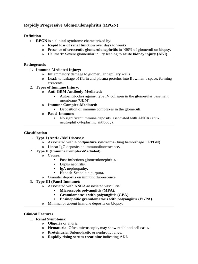 Overview of Rapidly Progressive Glomerulonephritis | PDF | Immunology ...