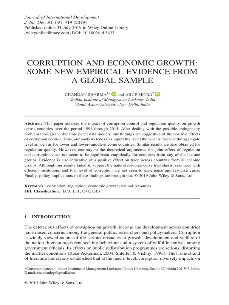 Corruption and Economic Growth | PDF | Economic Growth | Bribery