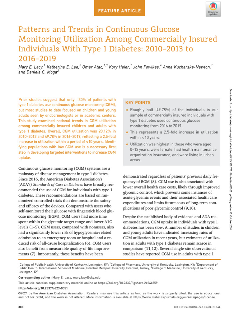 Patterns and Trends in Continuous Glucose Monitoring Patterns | PDF ...