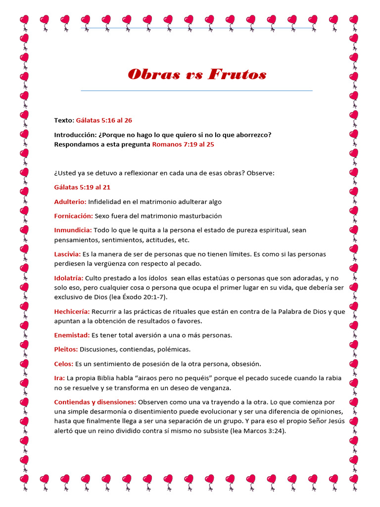 Frutos y Obras en Gálatas 5:19-21 | PDF