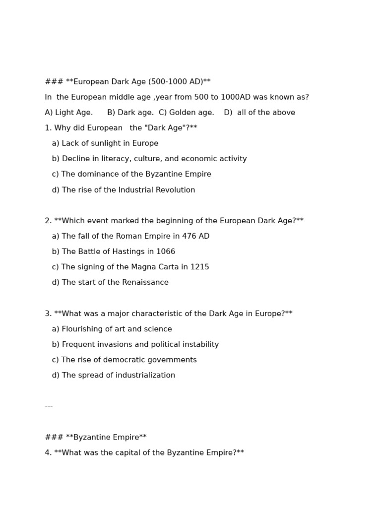 European Dark Age and Byzantine Empire | PDF | Byzantine Empire | Crusades