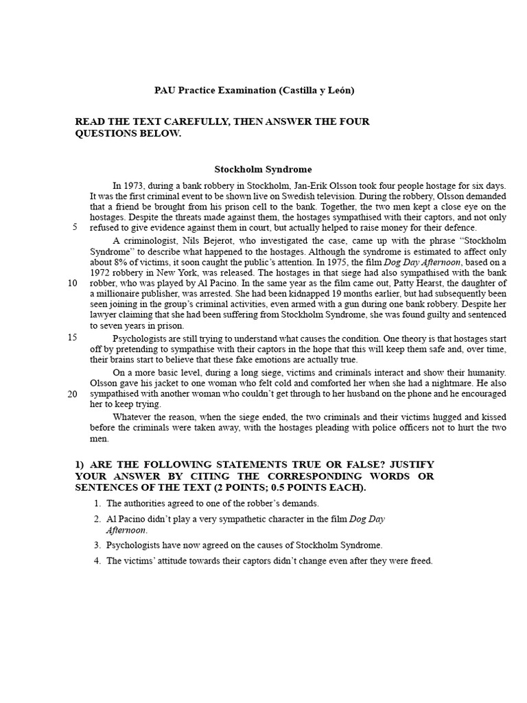 PAU Practice Examination | PDF | Crimes | Crime & Violence