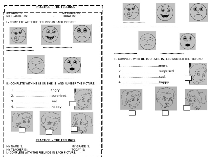 Feelings Practice Worksheet | PDF