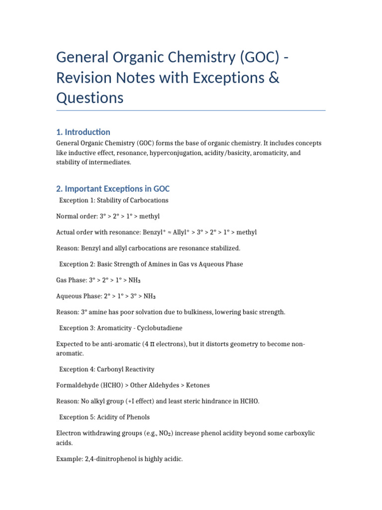 GOC Revision Notes With Exceptions and Questions | PDF