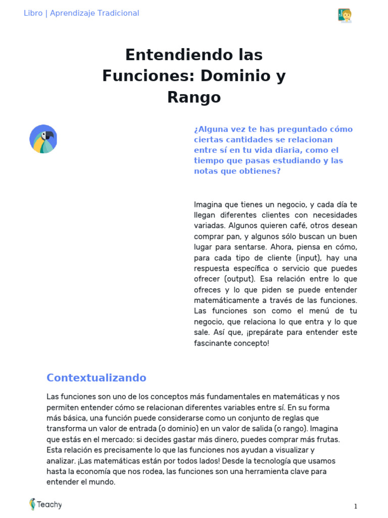 Concepto de Funcion Dominio y Rango | PDF | Función (Matemáticas) | Matemáticas