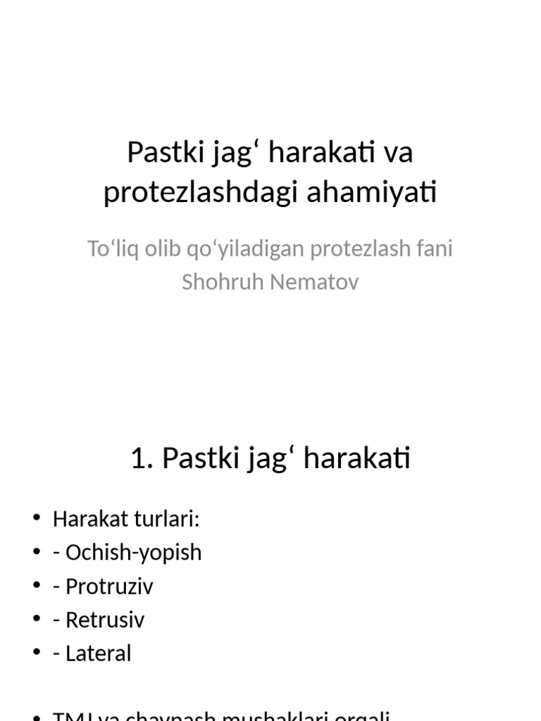 Pastki Jag Harakati Va Protezlash | PDF