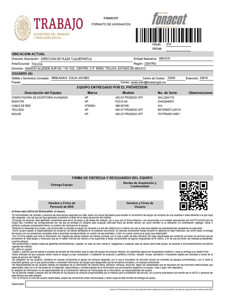 RptResguardoFONACOT CM 2022-8 | PDF | Periférico | Usuario (informática)