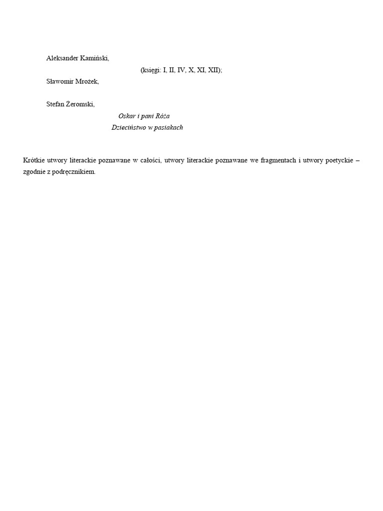 Lektury Język Polski 8 | PDF