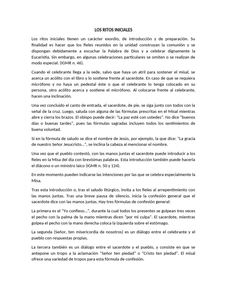 Ritos Iniciales en la Liturgia | PDF | Liturgia Catolica | Adoración ...