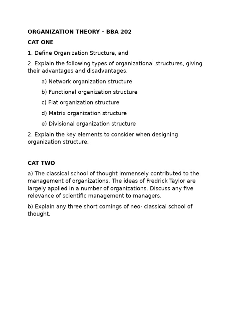Organization Theory Cat | PDF