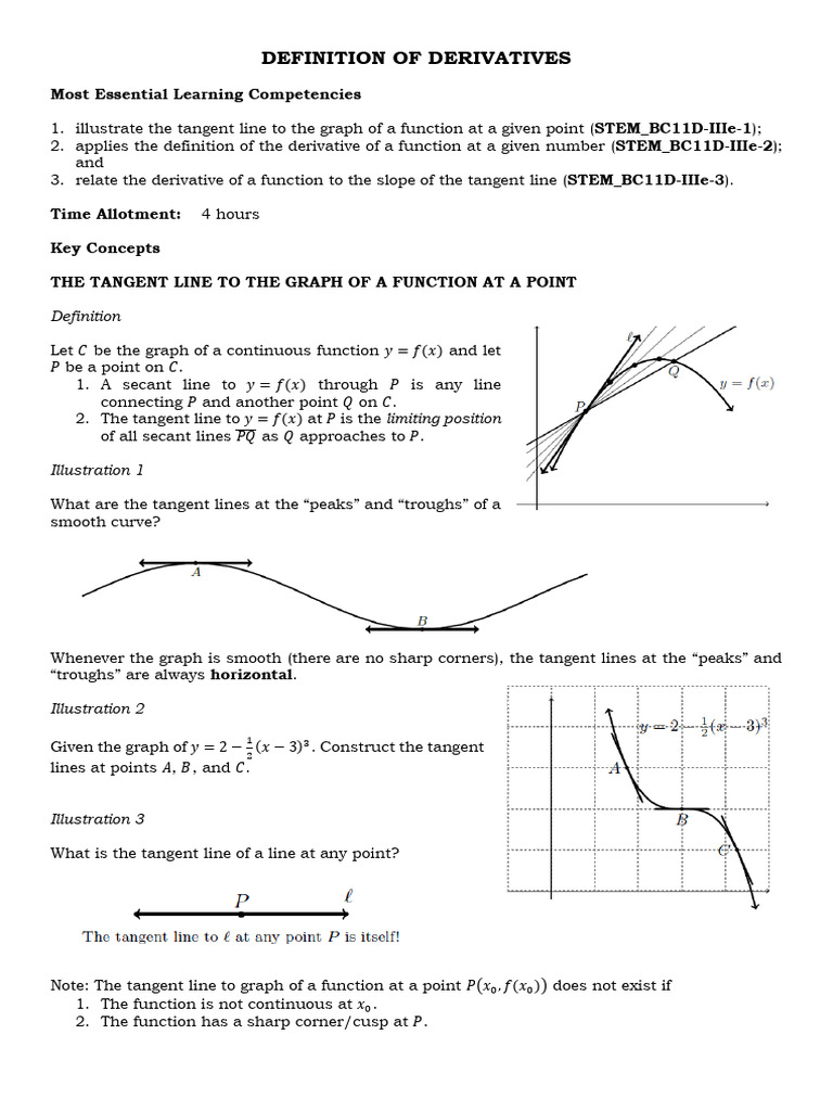 Basic Calculus Derivative As The Slope of The Tangent Line | PDF ...