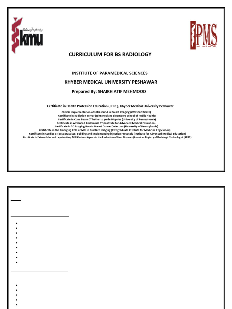 Curriculum For BS Radiology | PDF | Abdomen | Medical Imaging
