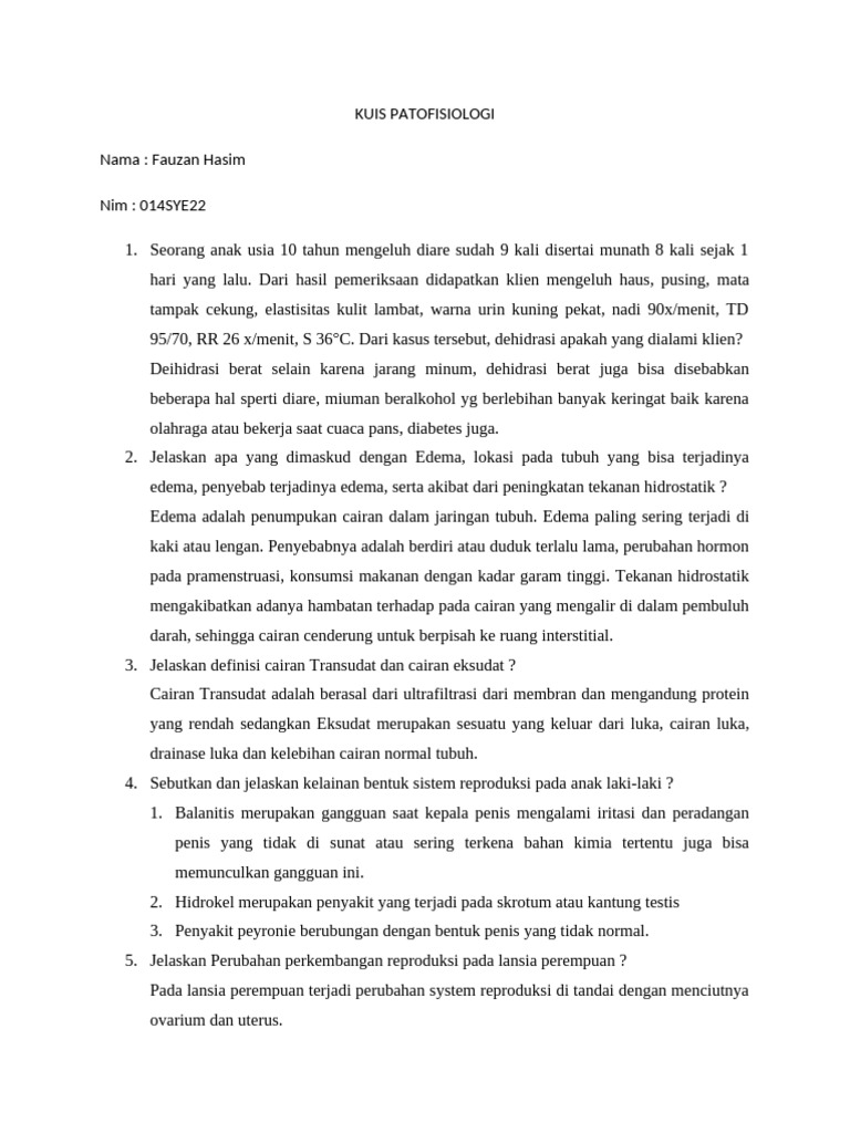 Patofisiologi - Fauzan Hasim | PDF