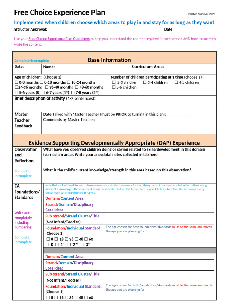Free Choice Plan Updated Fall 2023 ITPKK3 - Tagged | PDF | Vocabulary ...