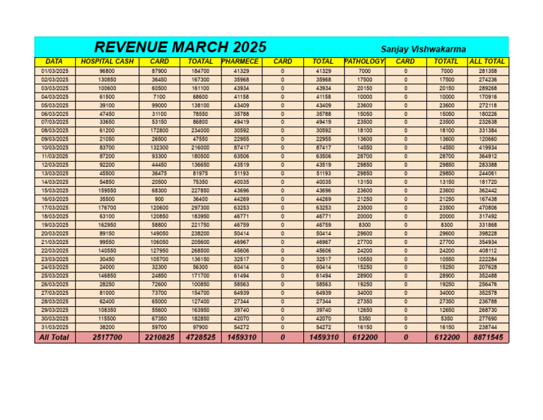 Revenue Income - March Month | PDF