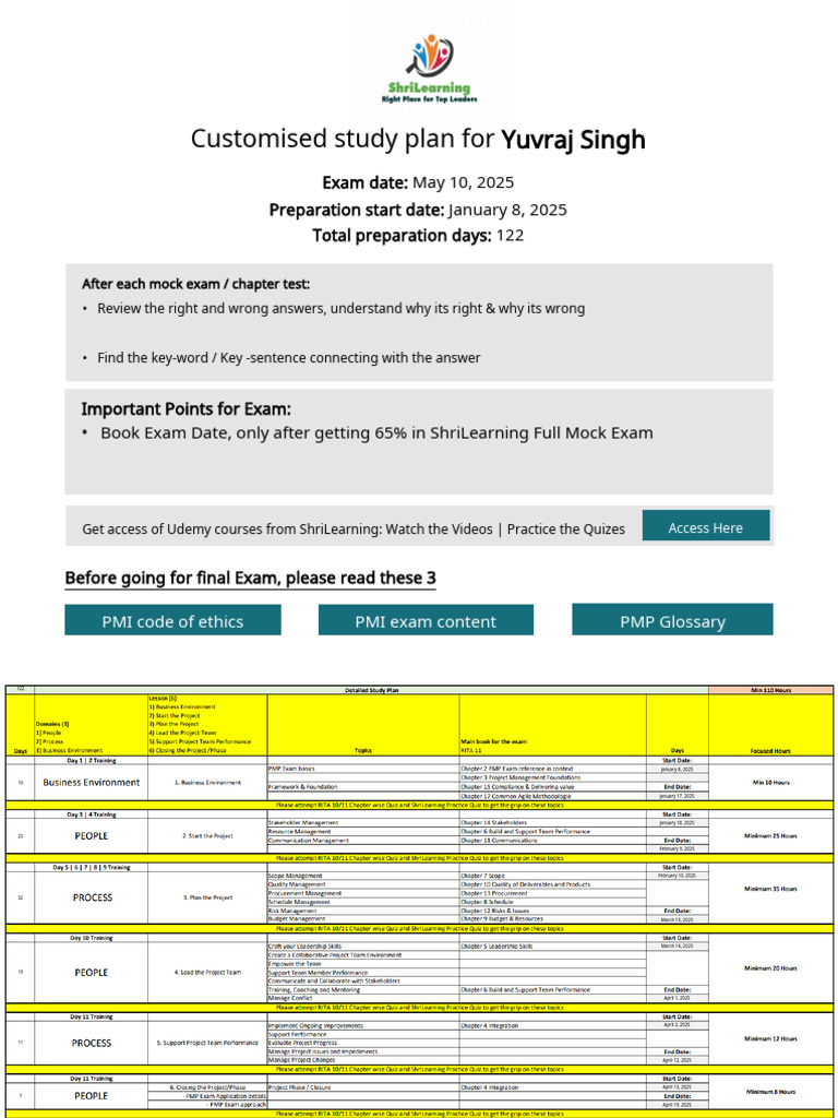Study Plan - ShriLearning | PDF