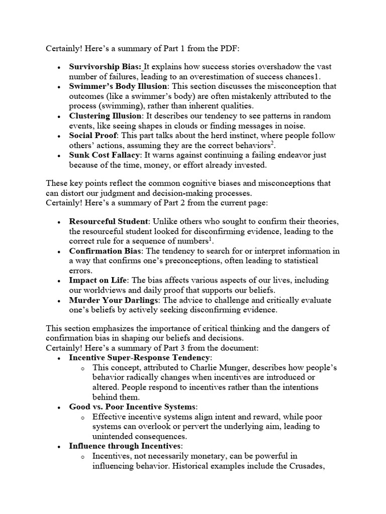 The Art of Thinking Clearly | PDF | Incentive | Decision Making