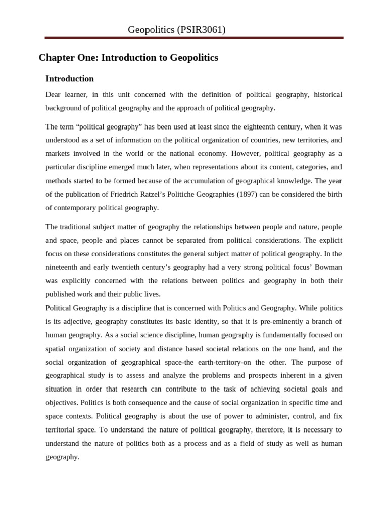 Introduction to Political Geography | PDF | Geography | Space