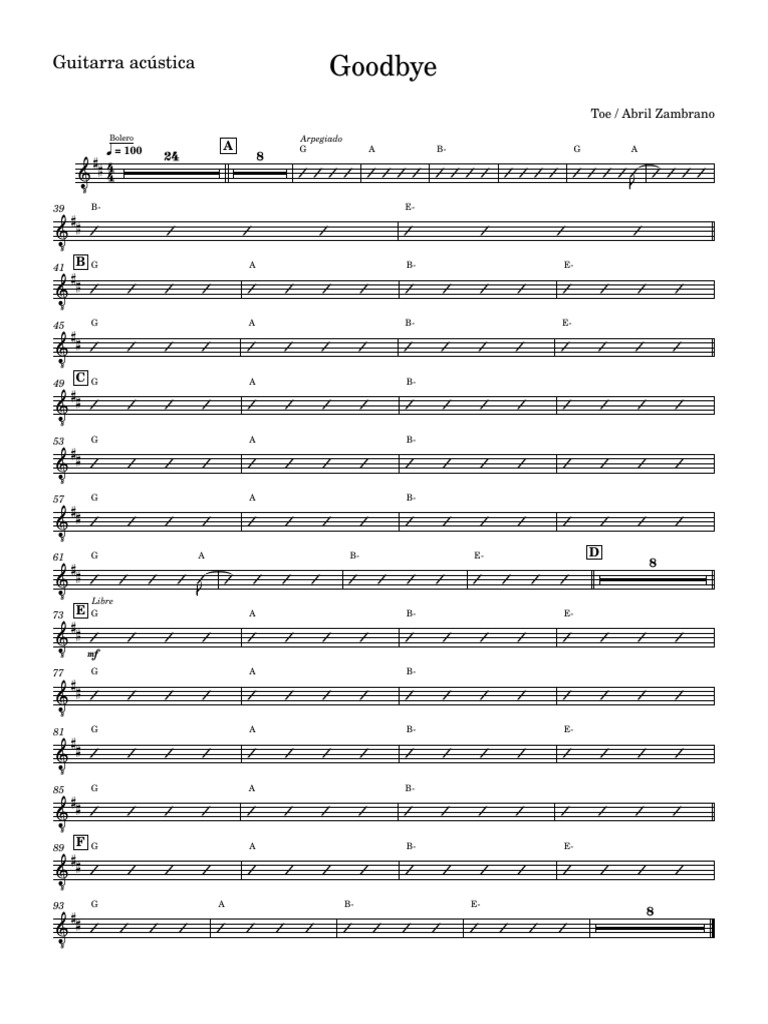 GOODBYE TOE-Guitarra Acústica | PDF