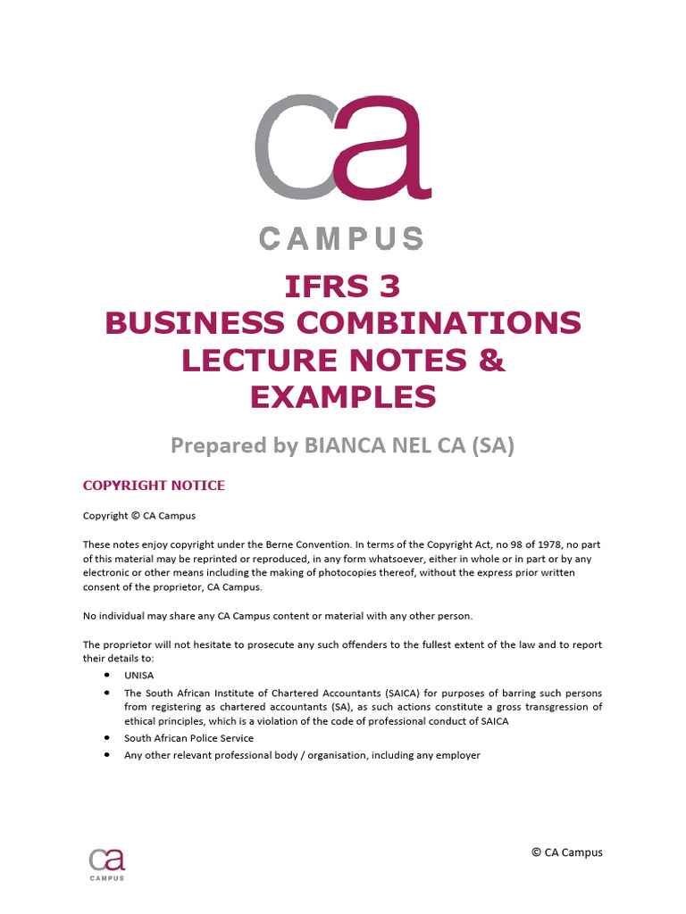 IFRS 3 - Lecture Notes and Examples | PDF | Fair Value | Goodwill ...