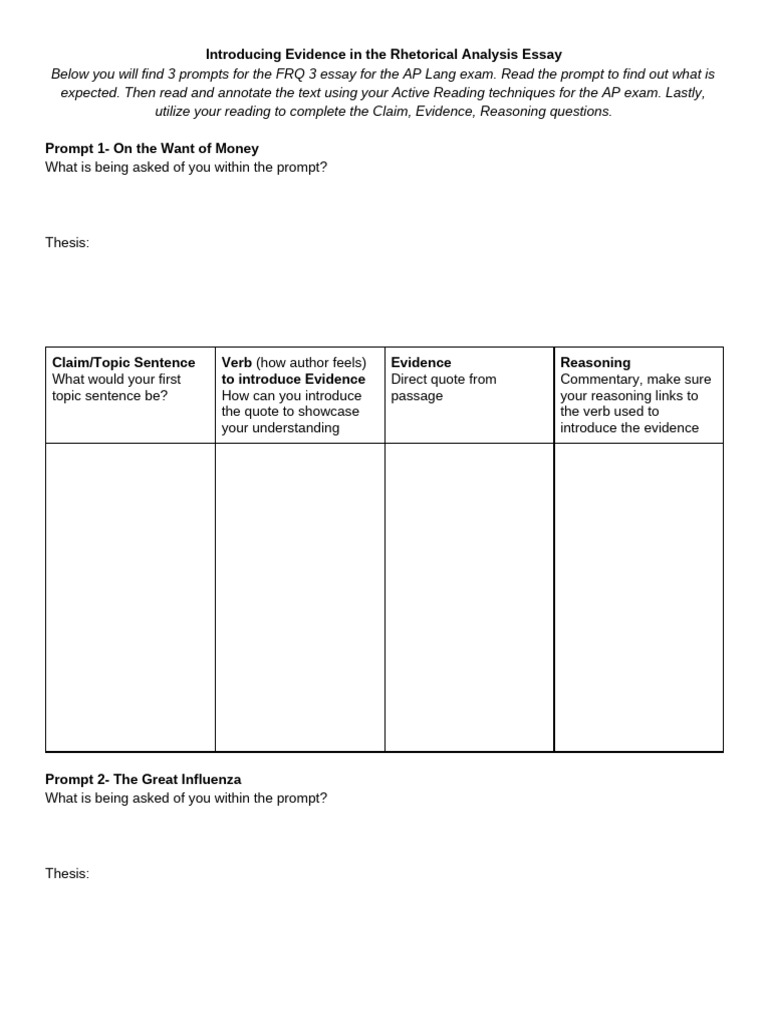 Introducing Evidence in The Rhetorical Analysis Essay | PDF