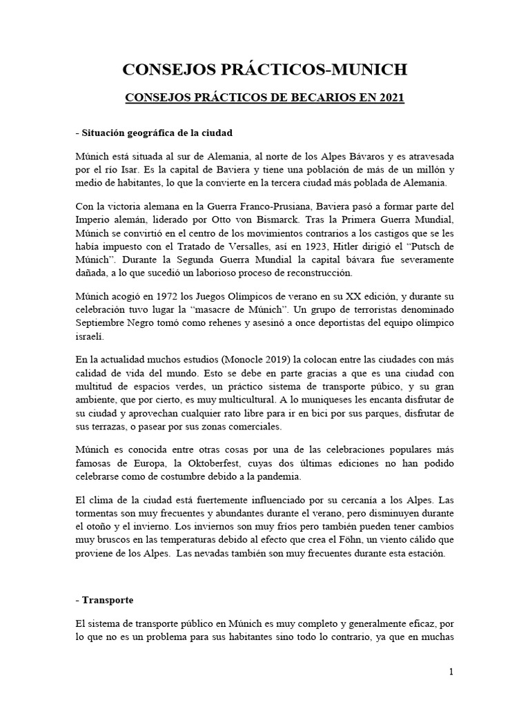 Munich Consejos Practicos | PDF | Munich