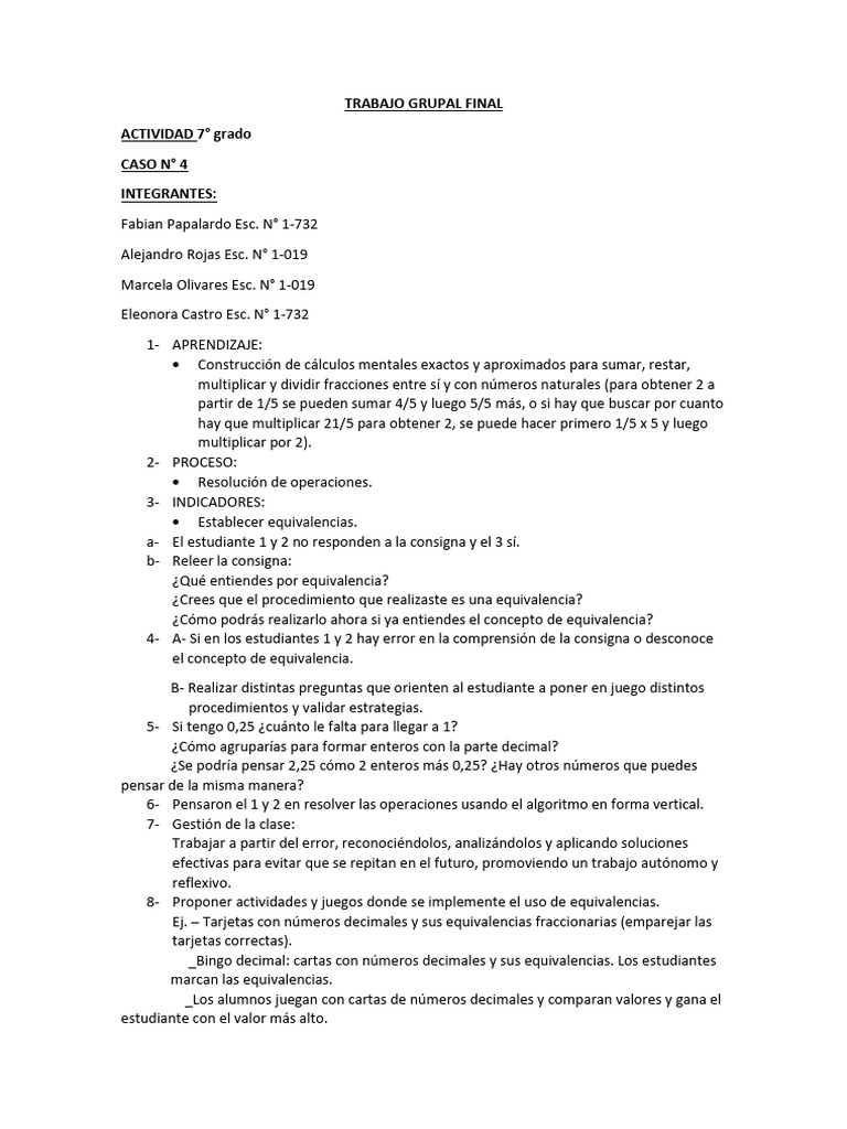 PDF Trabajo Grupal Final Matemática | PDF