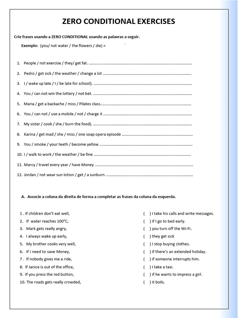 Zero Conditional Exercises and Examples | PDF
