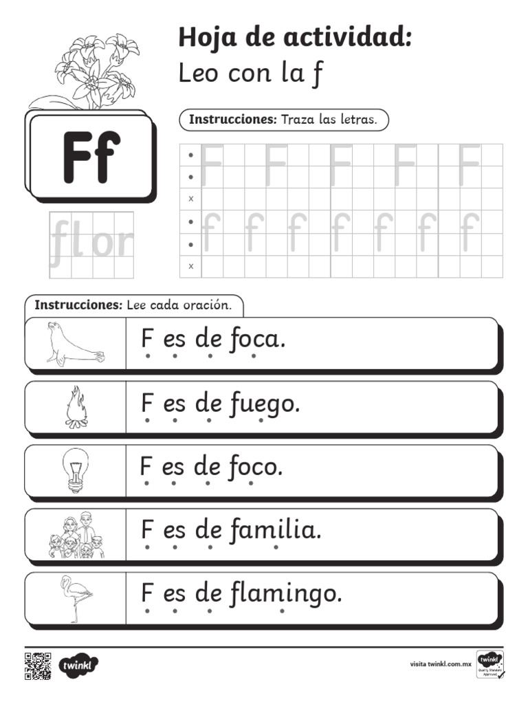 Hoja de Actividad Leo Con La F - Ver - 2 | PDF