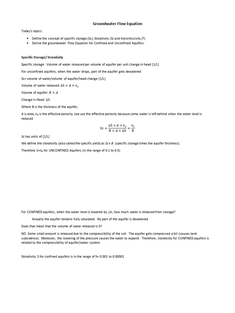 Week 3 Groundwater Flow Equation | PDF | Aquifer | Environment