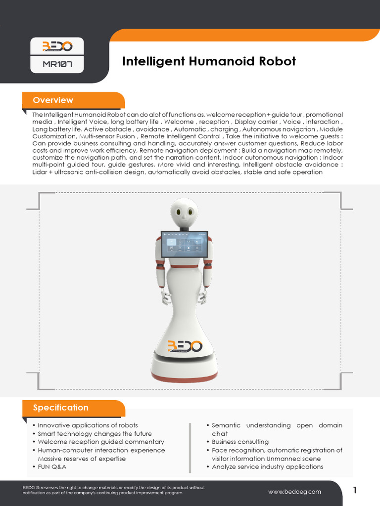 Intelligent Humanoid Robot | PDF | Robot | Robotics