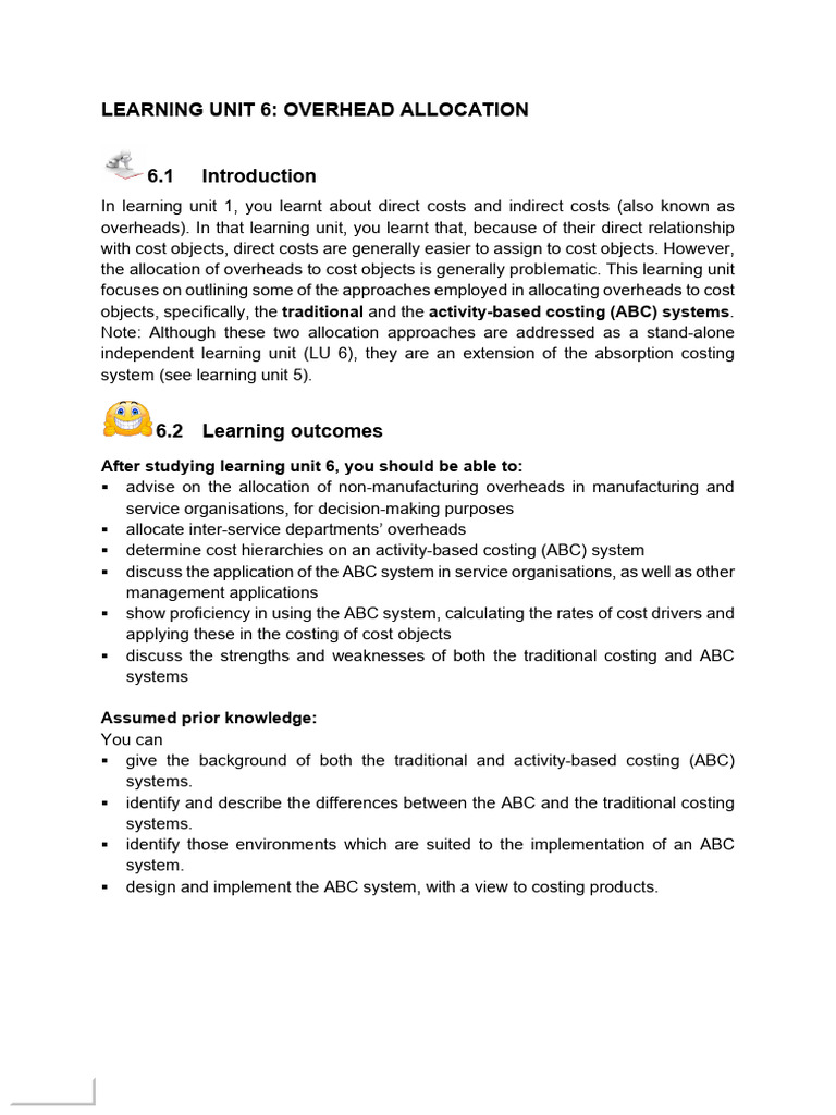 MAC3761 Learning Unit 6 Overhead Allocation | PDF