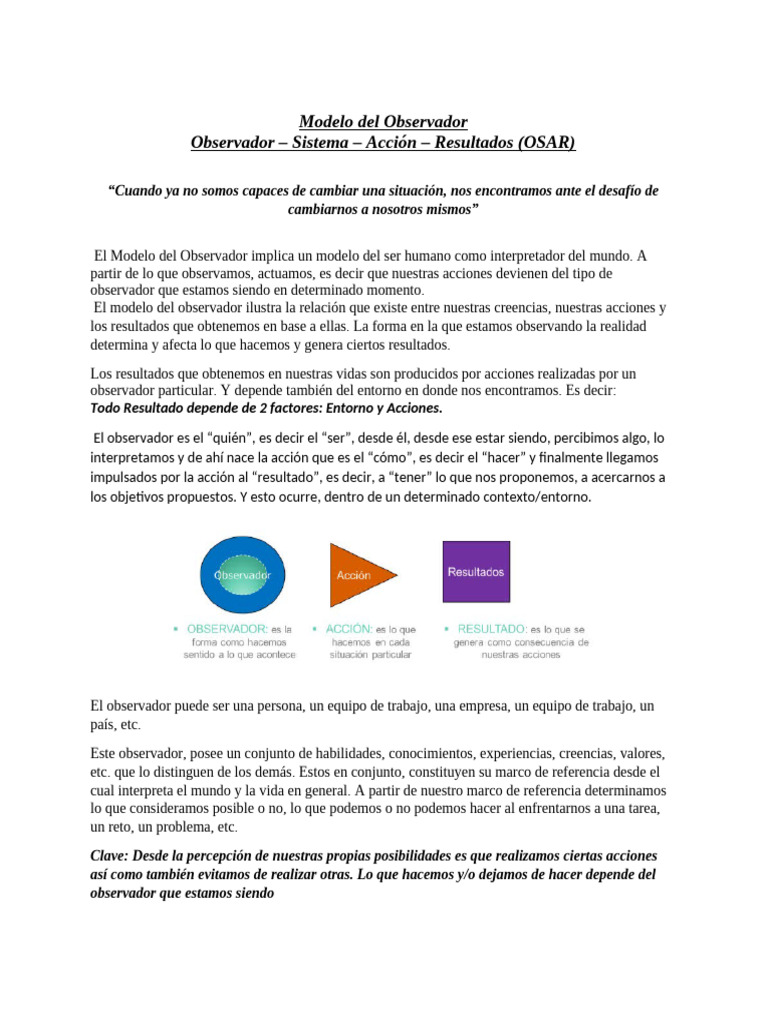 1.modelo Del Observador Osar | PDF | Aprendizaje | Realidad