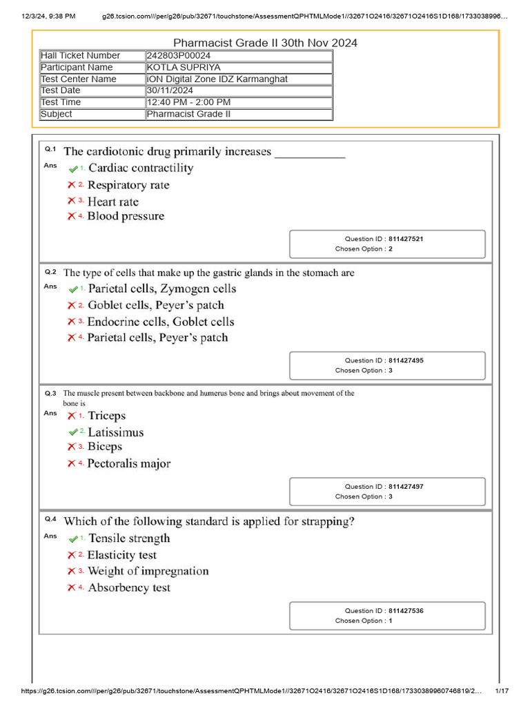 Pharmacist Grade 2 Session 2 | PDF