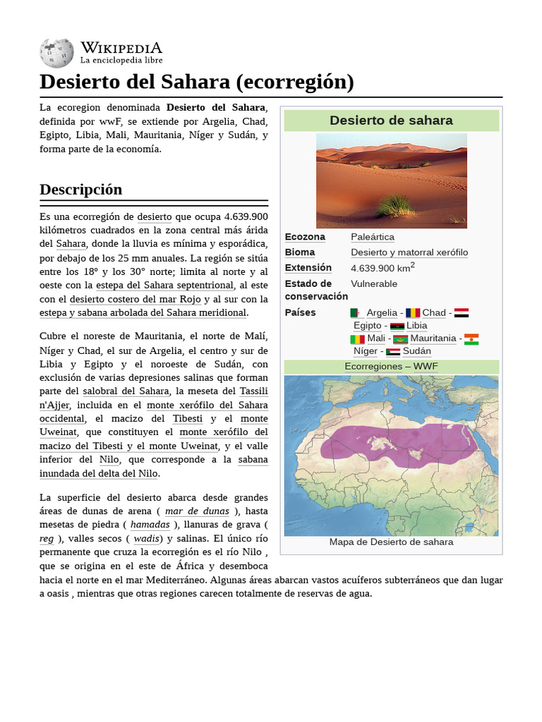 Ecorregión del Desierto del Sahara | PDF | Ciencias de la Tierra ...