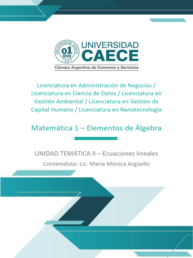 Unidad 2 - Ecuaciones Lineales | PDF | Ecuaciones | Pendiente